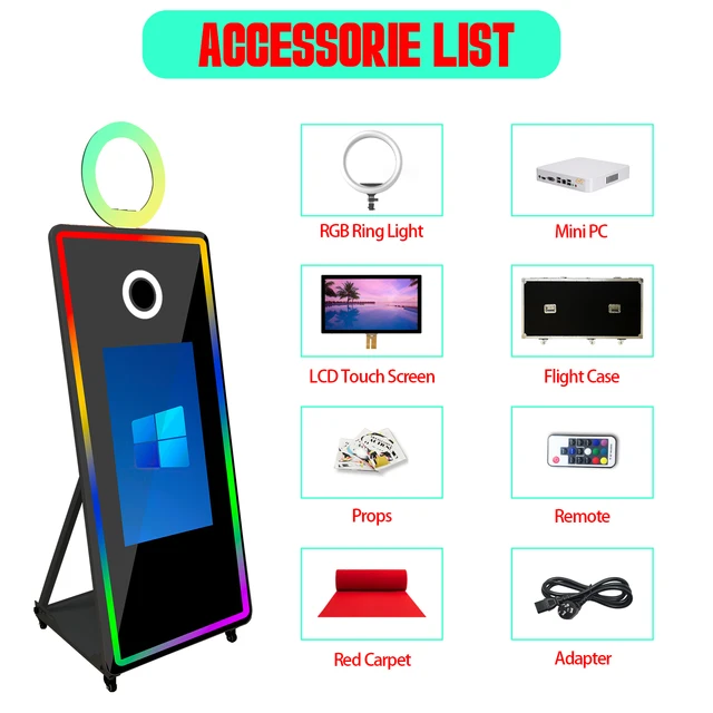 Mirror Photo Booth Selfie Led Frame Portable Touch Screen Magic Mirror ...