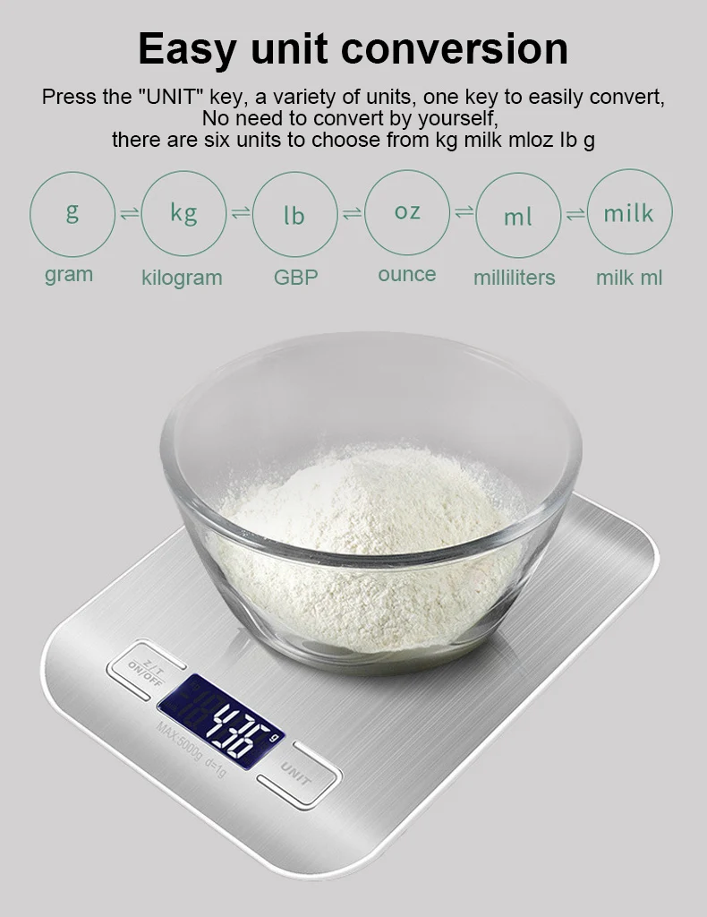 10 kg - Digital Kitchen Scale High Precise Scales With LCD Display Food ...