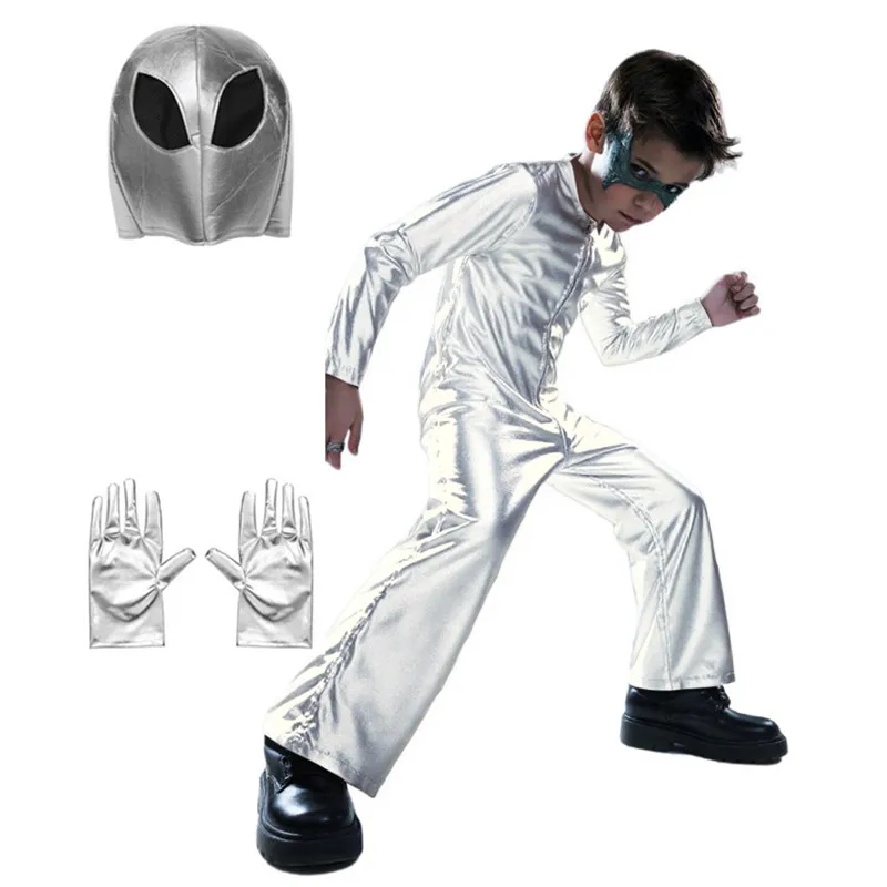 Kids Alien Cosplay Costume Space Travel Astronaut Jumpsuit Halloween ...