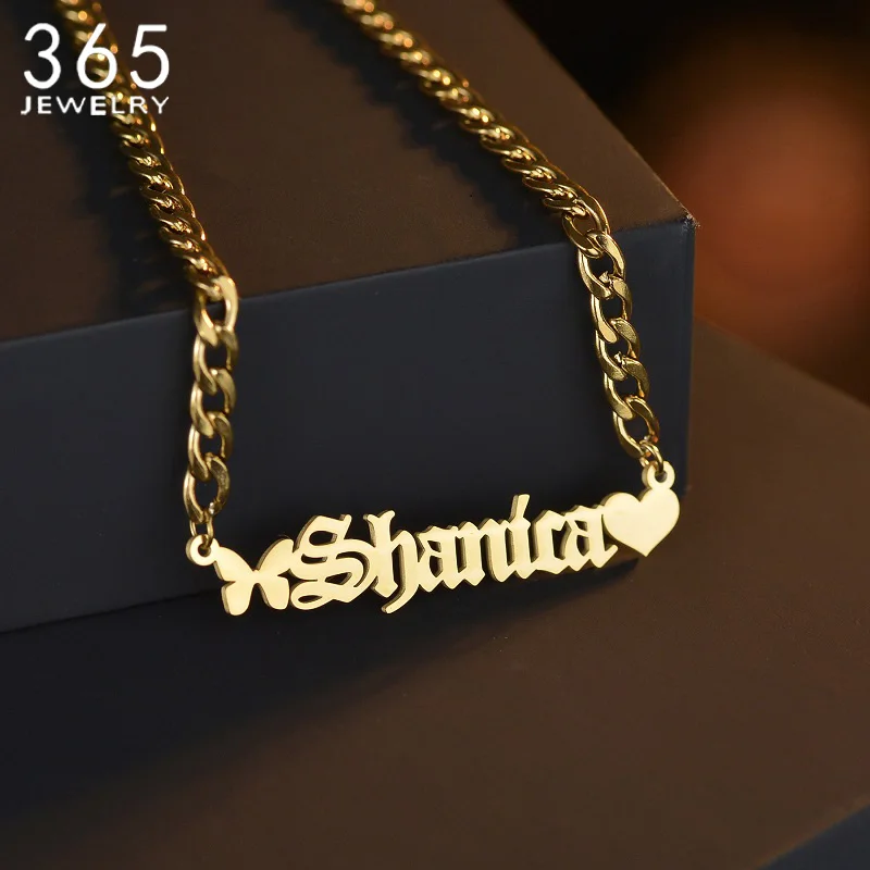 Stainless-Steel-Customized-Name-Heart-Butterfly-Pendant-NK-Chain ...
