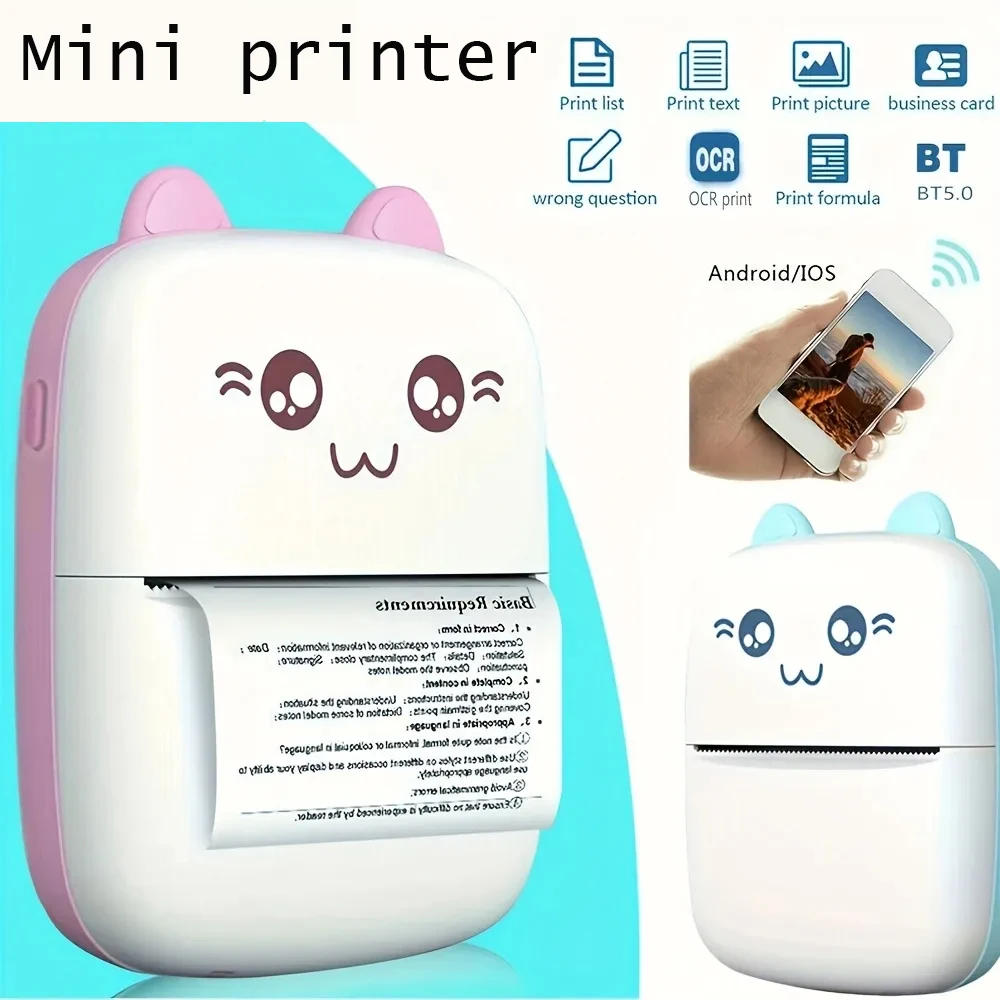 Mini Pocket Printer, Wireless BT Connection Thermal Printer For Photos ...