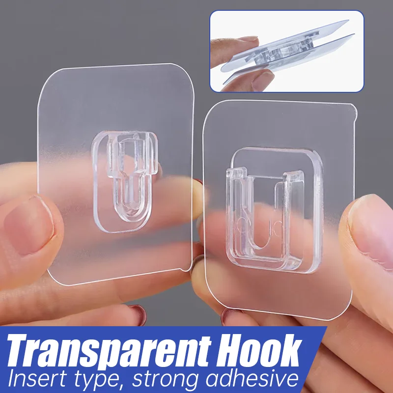 Double Sided Adhesive Wall Hooks Transparent Strong Wall Storage Hook ...