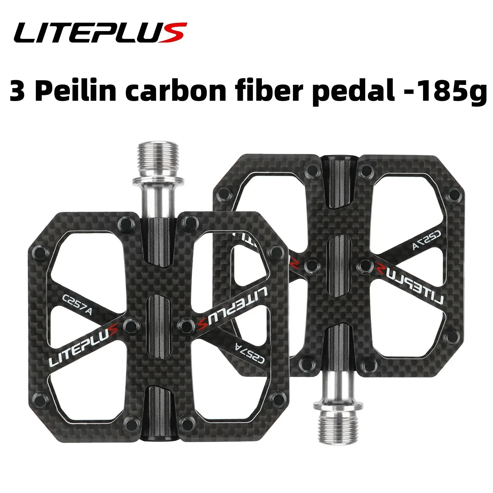 LITEPLUS-Ultralight-Mountain-Bicycle-Carbon-Fiber-Pedal-185g-Titanium-Shaft-3-Bearings-Road-Bike ...
