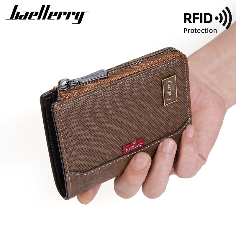 Baellerry New RFID Men Wallets Simple Zipper Coin Pocket Male Wallet ...