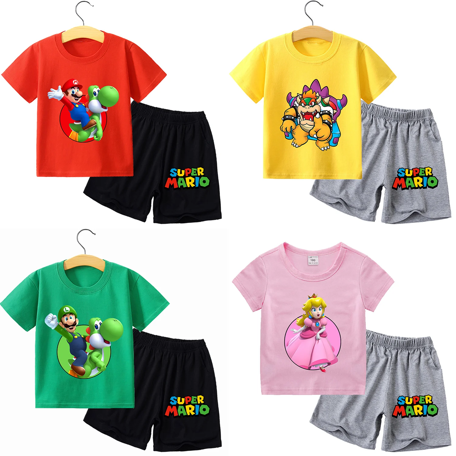 Super-Mario-Bros-neue-T-Shirt-Anzug-Kinder-Sommer-Baumwolle-Tops-Shorts ...