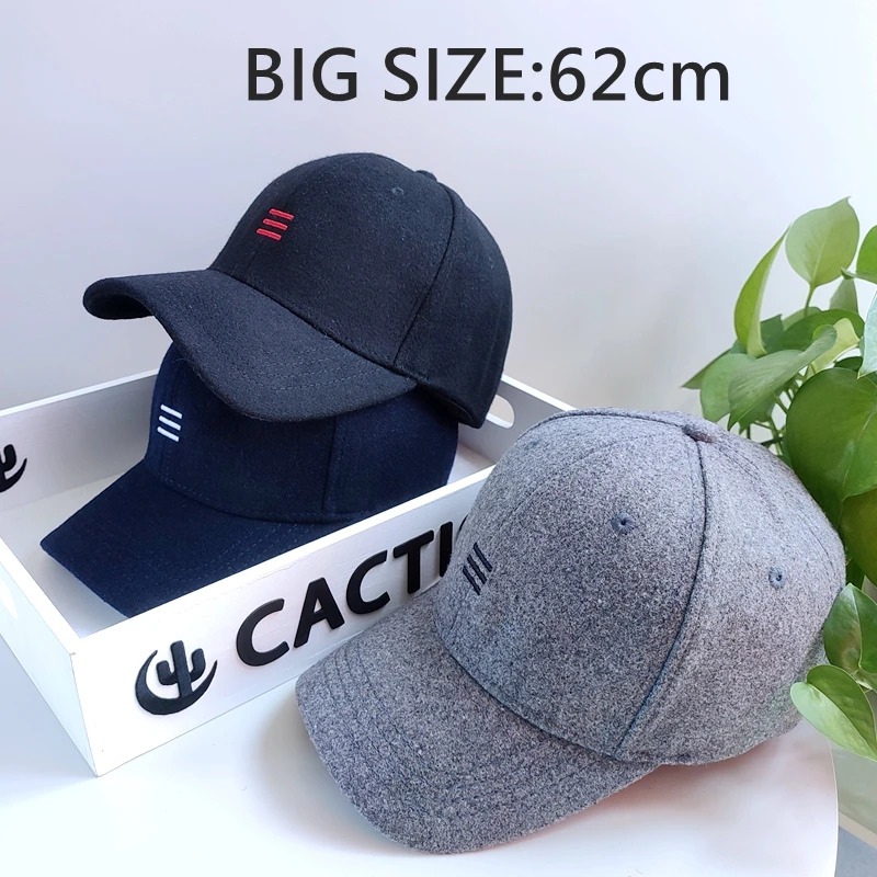 Big-Head-Baseball-Cap-For-Men-Autumn-And-Winter-Weather-Wool-Warm-Large ...