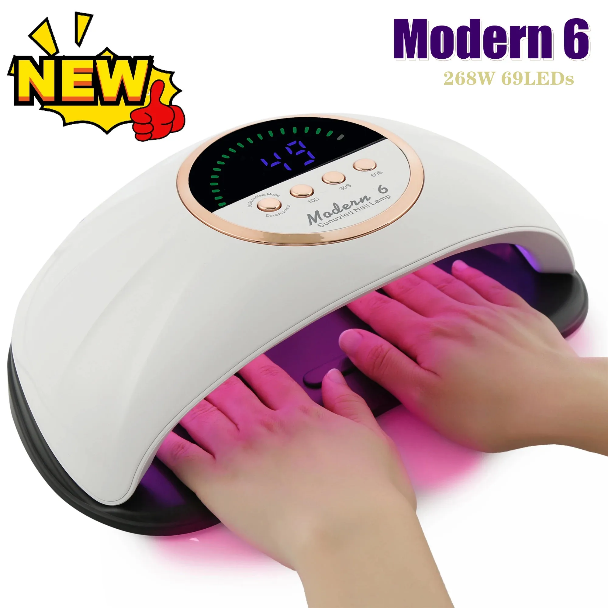 NEW Modern6 UV LED Lamp Nail Dryer Sun Light Timer 10/30/60s Large Space Two-hand Lamp ...