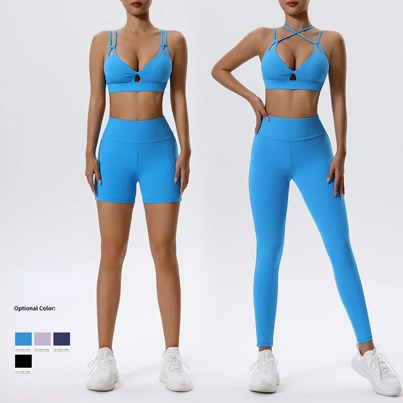 Seamless-Yoga-Sets-Sports-Fitness-High-Waist-Hip-lifting-Shorts-Beauty-Back-Bra-Suits-Workout ...