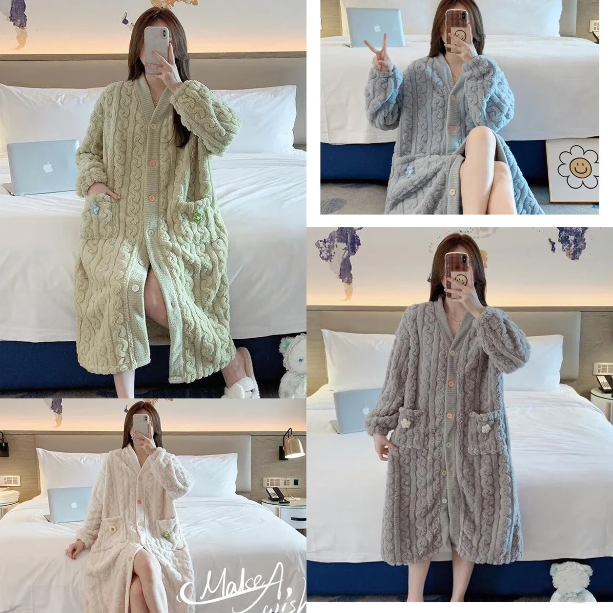 Thickened-Warm-Pregnant-Women-s-Clothing-Winter-Coral-Velvet-Robe ...