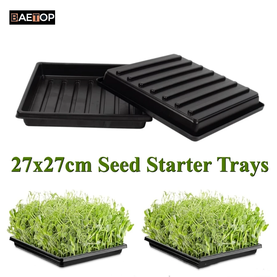 27x27cm-Square-Plastic-Garden-Seed-Starter-Grow-Trays-No-Drain-Holes ...