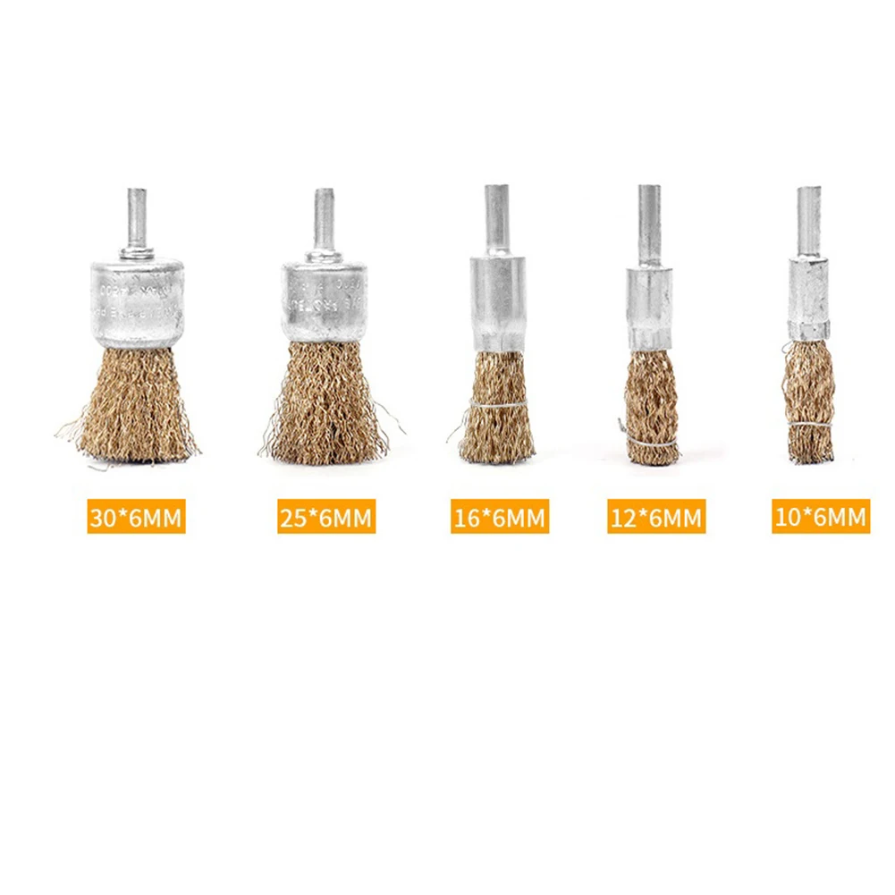 5Pcs Brass Wire Wheel Brush 10 12 16 25 30mm Copper Polishing Cleaning ...