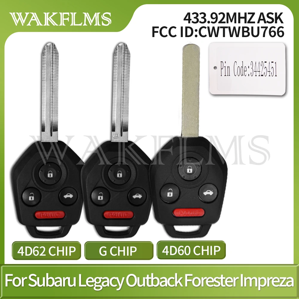 Subaru Car Key Keyecu Upgraded Flip Remote Car Key Fob 315MHz 4D82 Chip ...