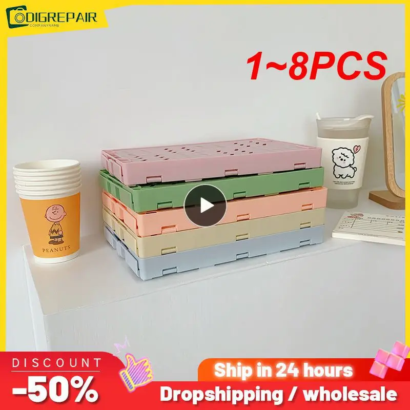 1-8PCS-Plastic-Foldable-Storage-Box-Folding-Storage-Basket-Storage ...