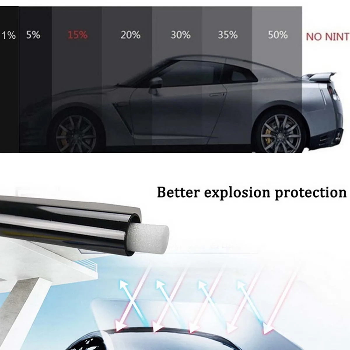 6m Car Window Tint Film Sheet 5% 15% 30% 50% VLT UV Insulation For Auto ...
