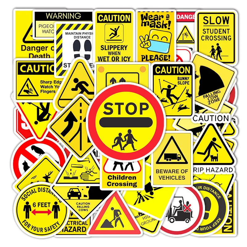10-30-50PCS-Warning-Stickers-Danger-Banning-Skateboard-Fridge-Guitar ...