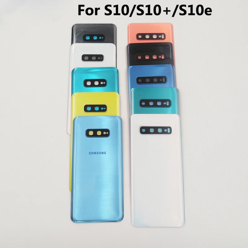 삼성 S10 후면 배터리 커버, 후면 패널 도어 하우징 교체 케이스 수리 부품 갤럭시 S10e S10 + 카메라 렌즈 포함| | - AliExpress