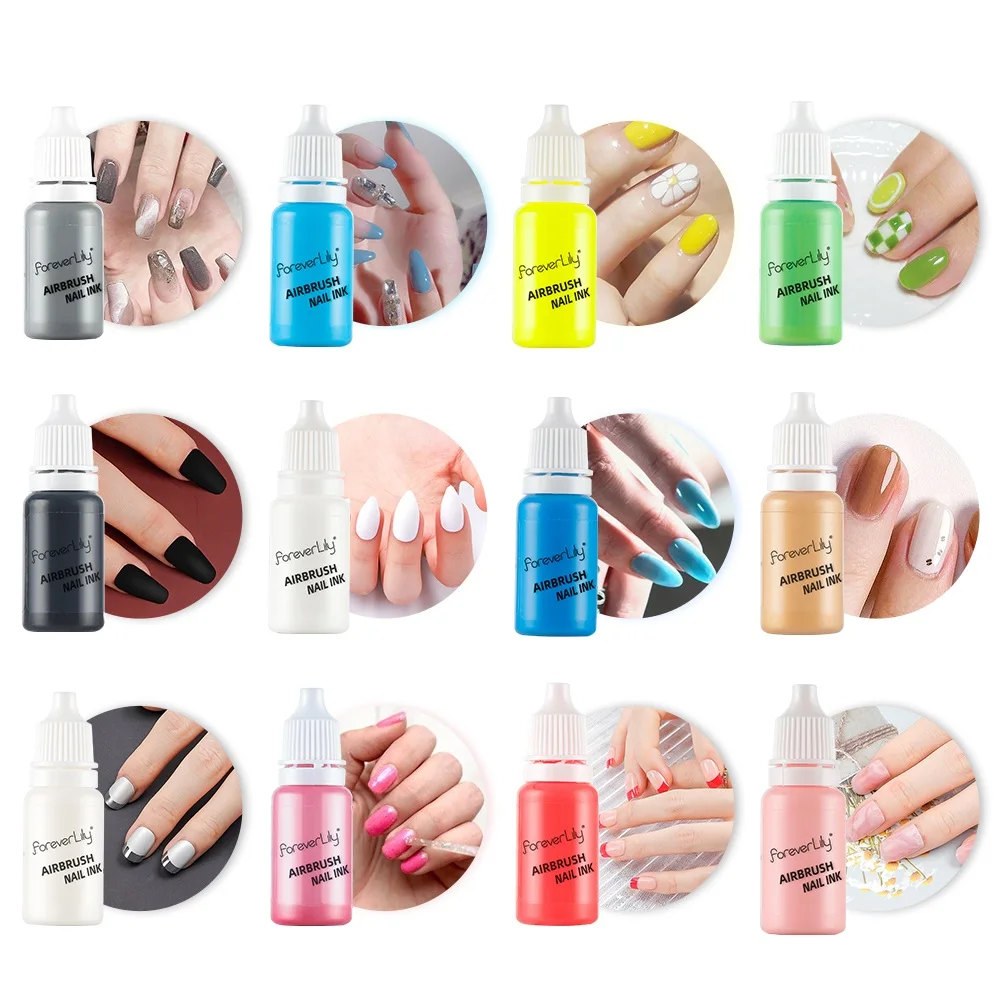 10ml 에어 브러시 네일 잉크 매니큐어 페인트 에어 브러시 스프레이 건 용 할로우 패턴 컬러 페인팅 스텐실 네일 아트 도구