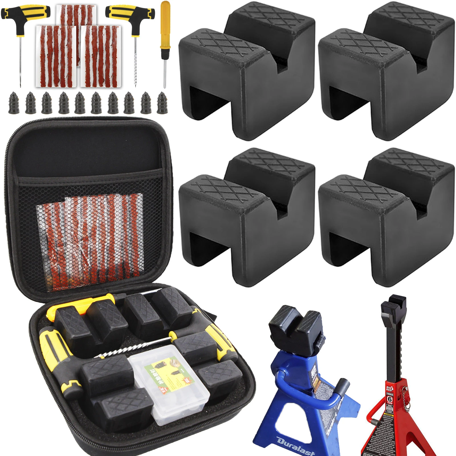 Universal Rubber Slotted Jack Stand Pad Lift Adapter Frame Rail Pinch ...
