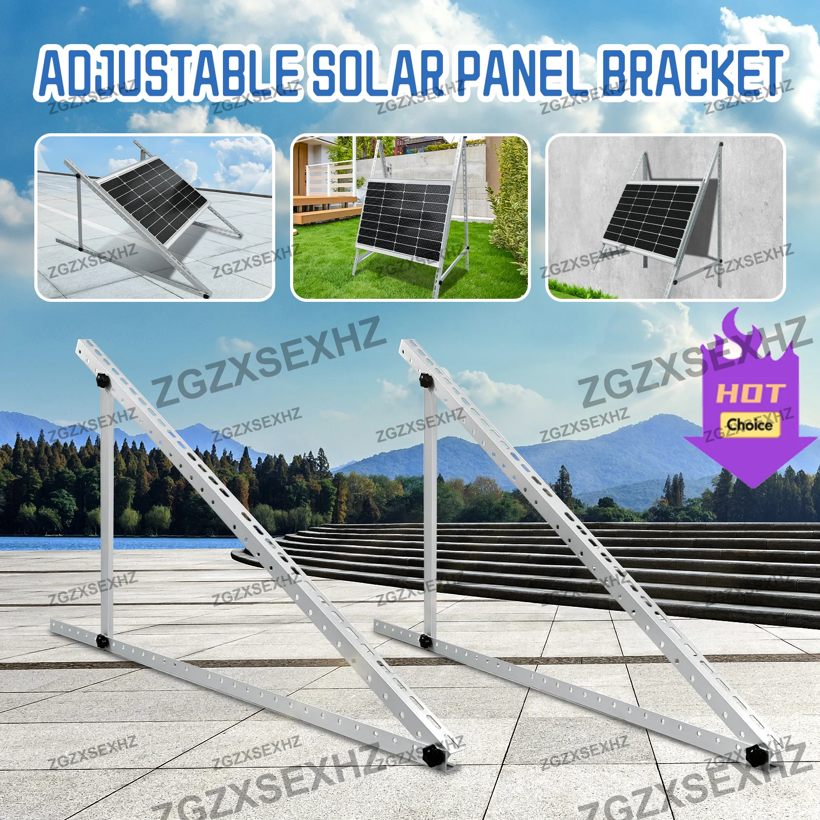 45-Inch Adjustable Folding Solar PV Rack for Flat Roof/RV, Supports ...