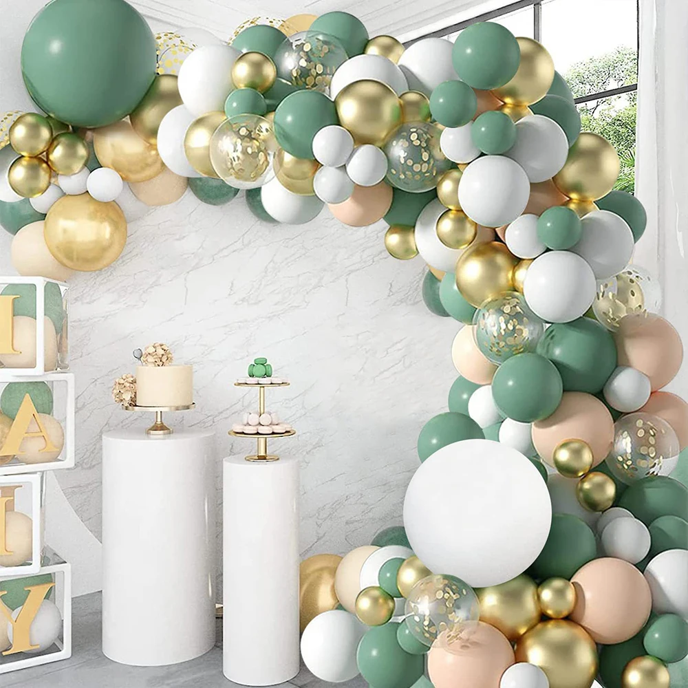 Green Balloon Garland Arch Kit Safari Party Baloon Wild One Birthday ...