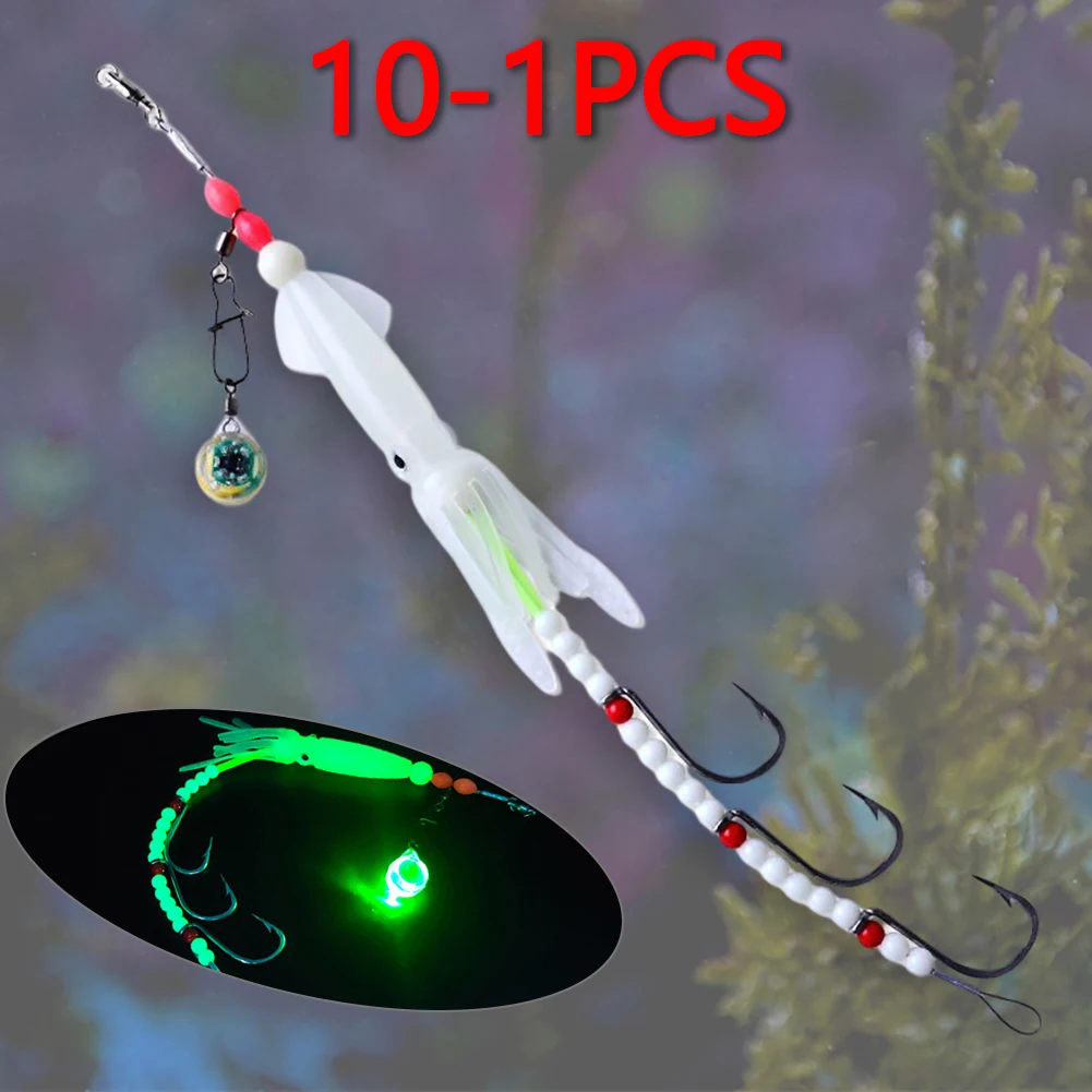 10-1Pcs-Artificial-Bait-Hook-3-Hooks-Squid-Jig-Hook-LED-Lamp-Simulation ...
