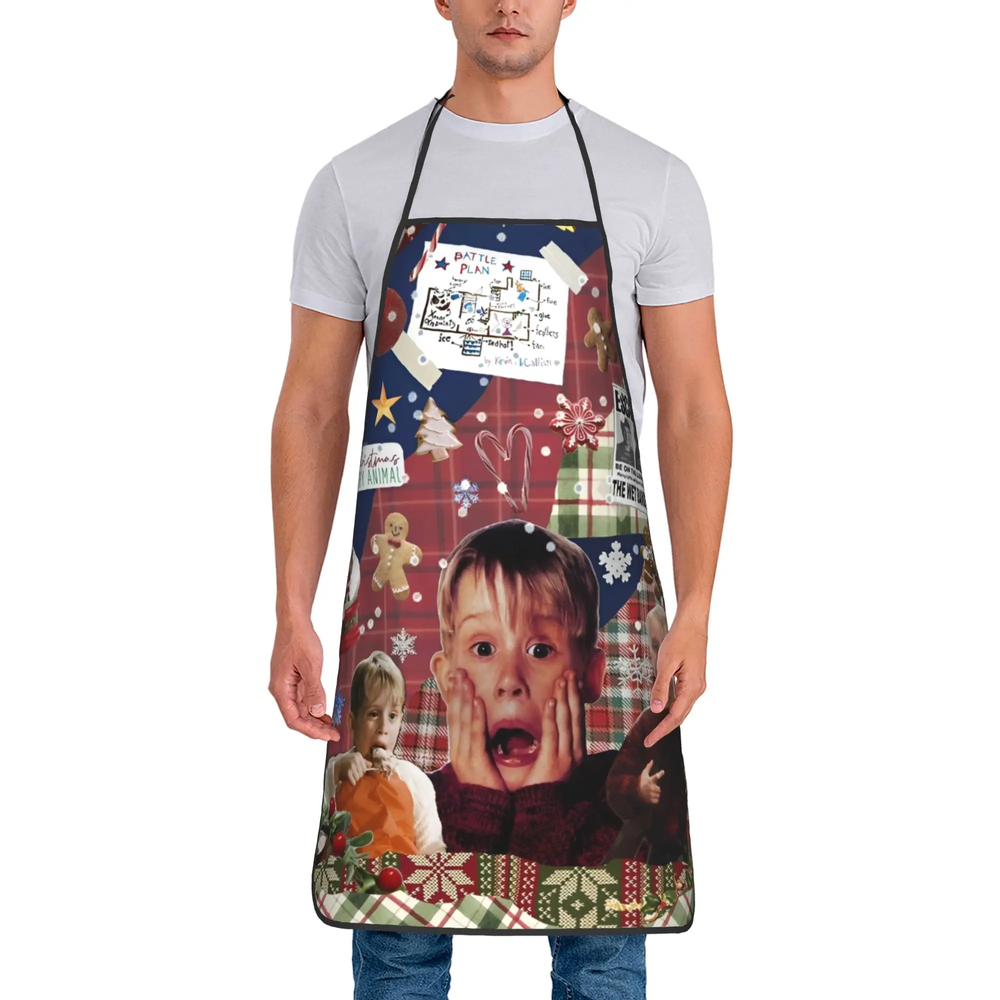 Home Alone Macaulay Culkin Collage Oil-Proof Bib Apron Breathable ...