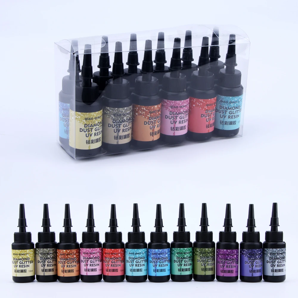 12/24pcs Color UV Resin Glue Kits Drill Flash Epoxy Resin UV Glue Set ...