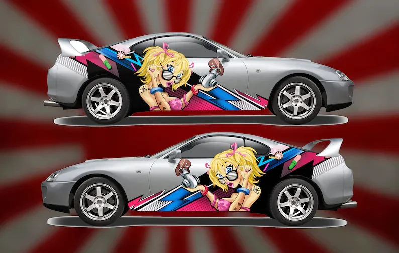 Jdm Turbo Girl Car Livery Decal Sticker Color Printed Wrap Side Vehicle
