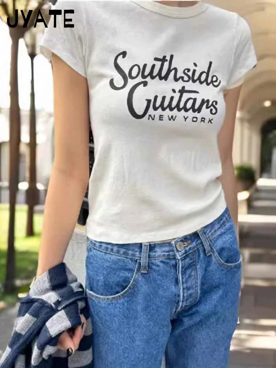 Chic-Letter-Print-O-neck-Crop-Tops-Women-Cotton-Soft-Cute-Casual-Slim ...