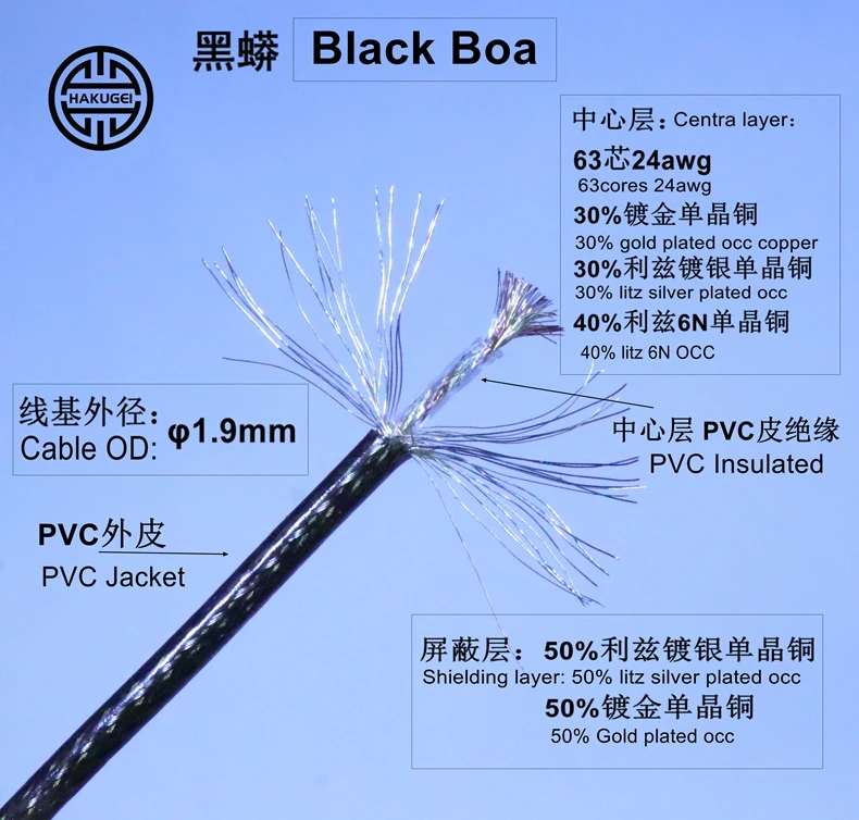 Black Boa Coaxical Shielding Silver Gold Plated Mixed Occ Earphone ...