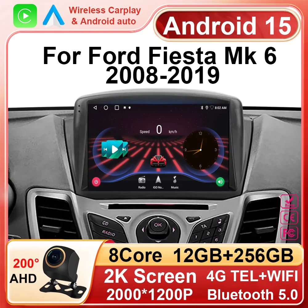Android 15 For Ford Fiesta Mk 6 2008 - 2019 Carplay Car Radio ...