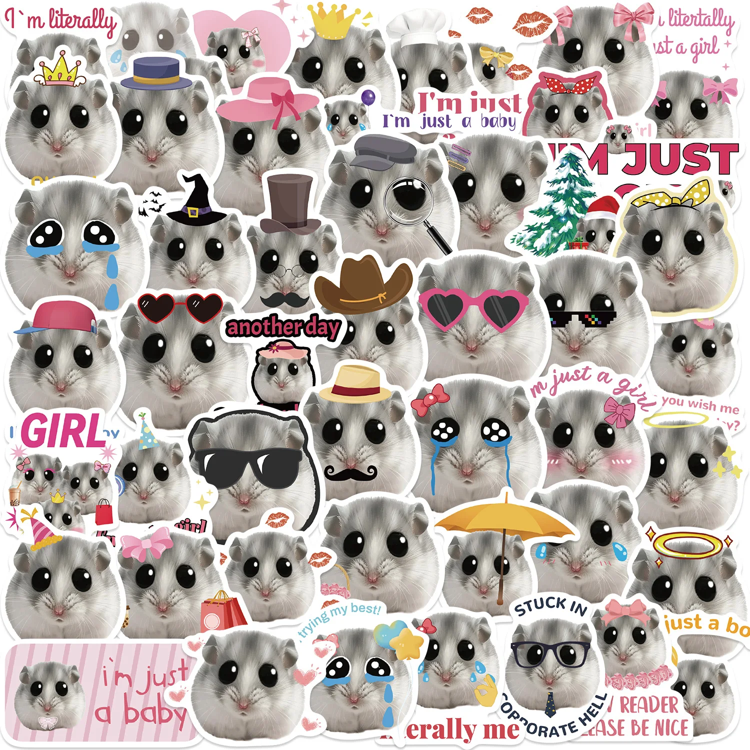50PCS-Funny-Hamster-Meme-Decals-Cute-Stickers-Aesthetic-Phone-Notebook ...