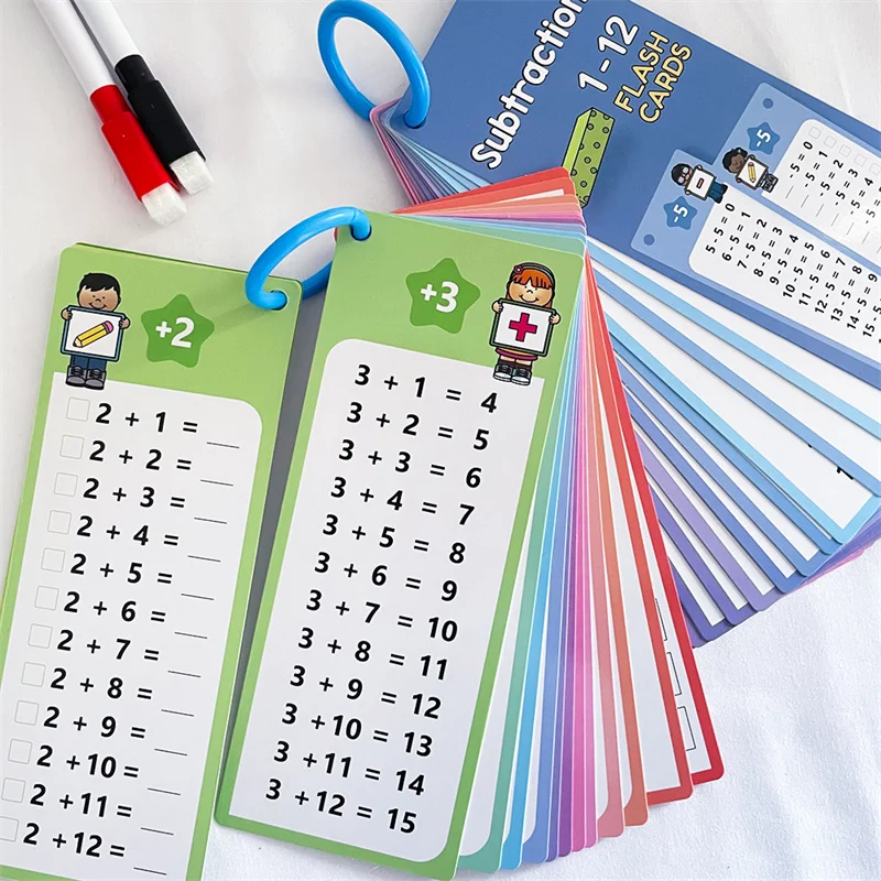 15-Pack Reusable Multiplication Game Math Flash Cards Wipe-Clean Times ...