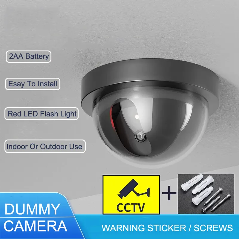Black-Plastic-Creative-Dome-CCTV-Dummy-Camera-Flashing-Led-Fake-Camera ...
