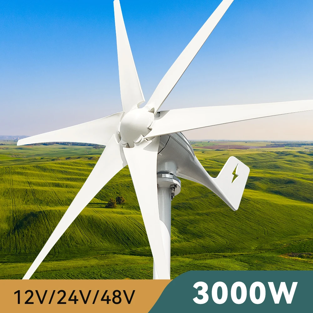 3000W-Wind-Turbine-Generator-Power-Dynamo-6Blades-12v-24v-48v-Free ...