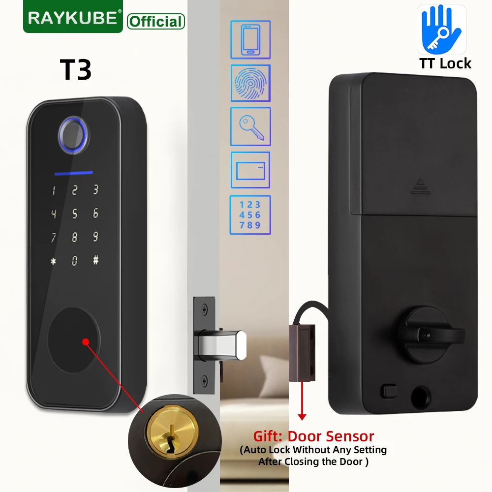 RAYKUBE-T3-TT-Lock-Digital-Fingerprint-Door-Lock-Deadbolt-Lock-with-60 ...