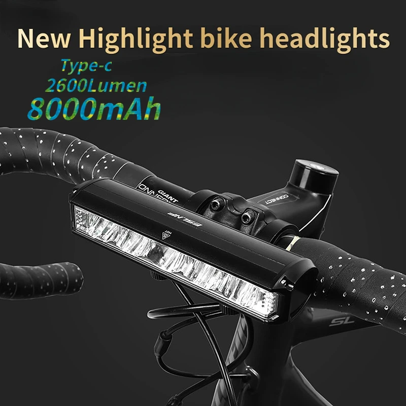 1pc-Bicycle-Light-Front-2600Lumen-Bike-Light-8000mAh-Waterproof ...