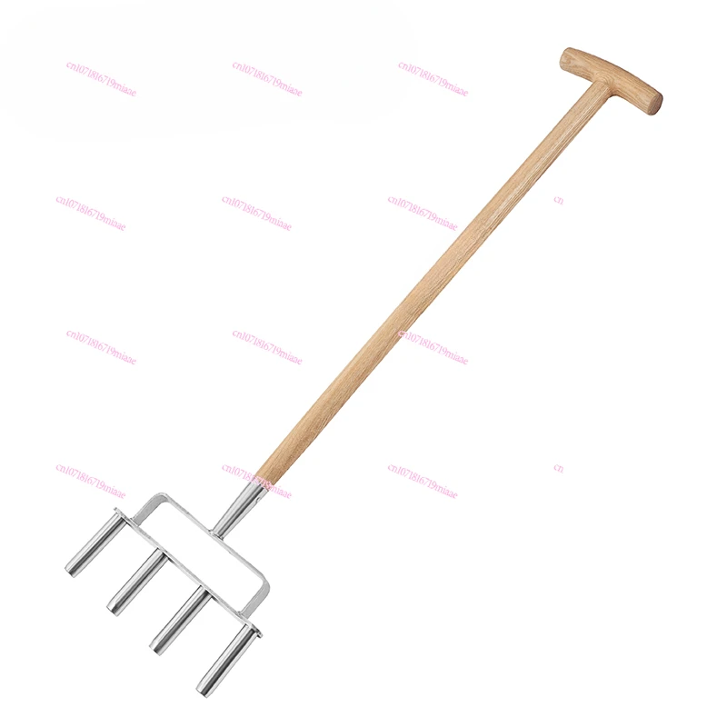 Soil-rake-Stainless-steel-four-tooth-rake-Growing-vegetables-flowers ...