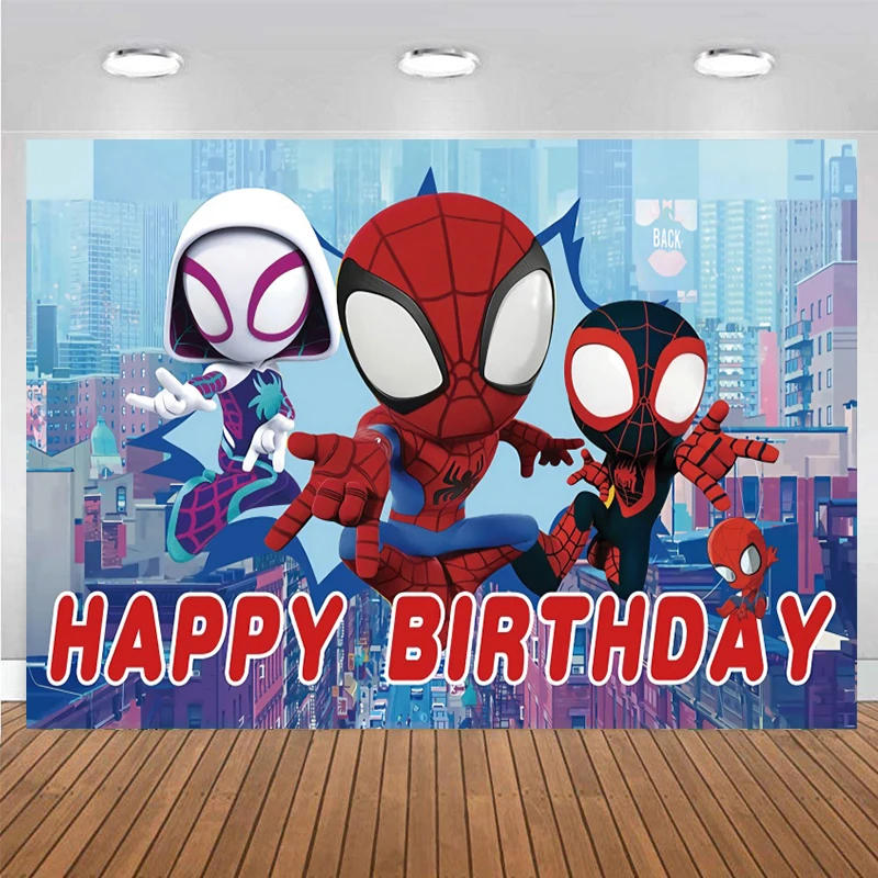 Spidey-and-His-Amazing-Friends-Birthday-Backdrop-Kids-Cartoon-Superhero ...
