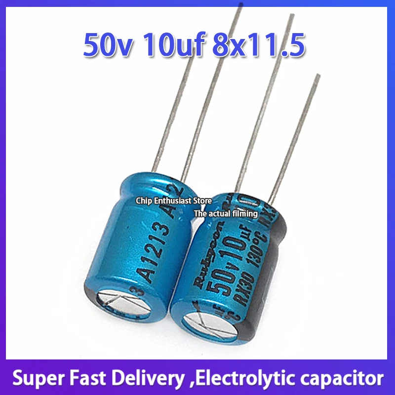 10pcs-Rubycon-imported-electrolytic-capacitor-50v-10uf-8x11-5mm-ruby-RX30-8x11-5-high ...