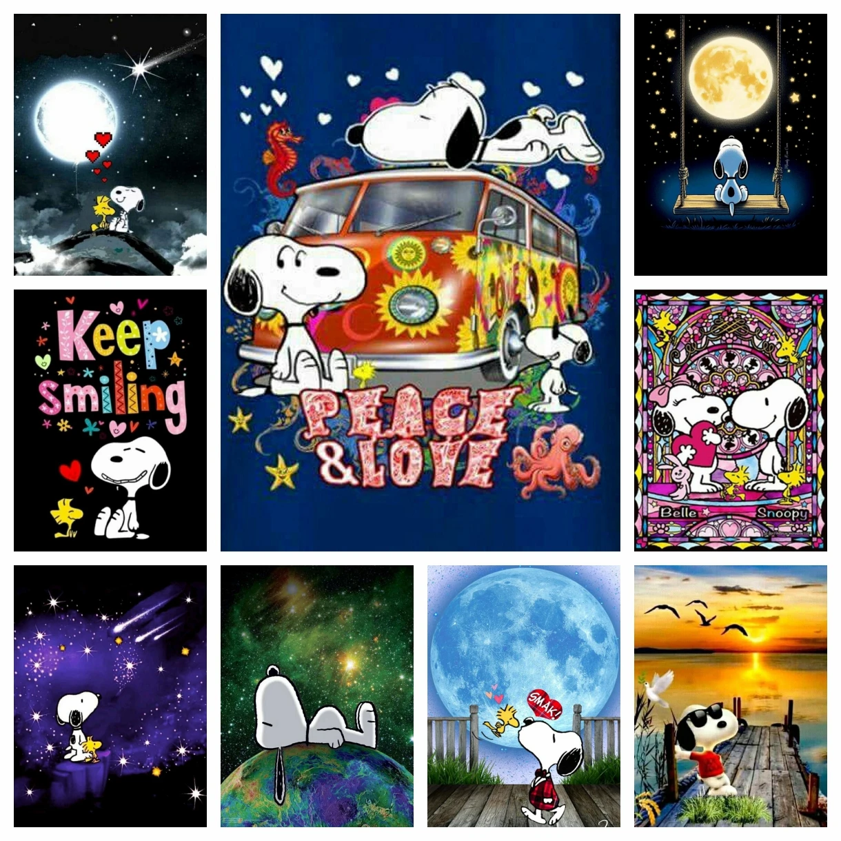 2024 New Cute Snoopy Diamond Painting Mosaic Cartoon Art Cross Stitch ...