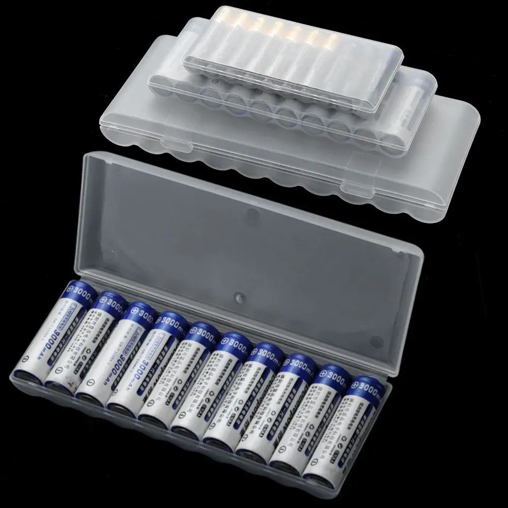 1PC 10 Slots Battery Storage Box For AAA/AA/18650 White Hard Plastic ...