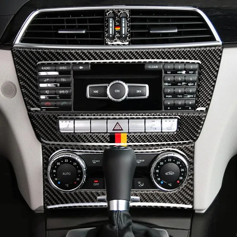 Car Styling Carbon Fiber Air Conditioner CD Panel Decoration Cover Trim ...