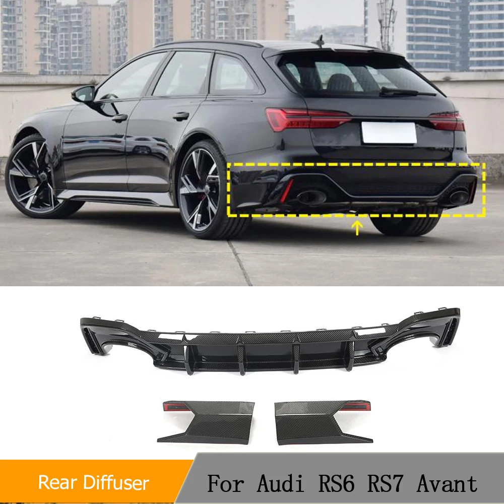 Car Rear Bumper Diffuser Lip Spoiler For Audi RS6 RS7 Avant 2019-2021 ...