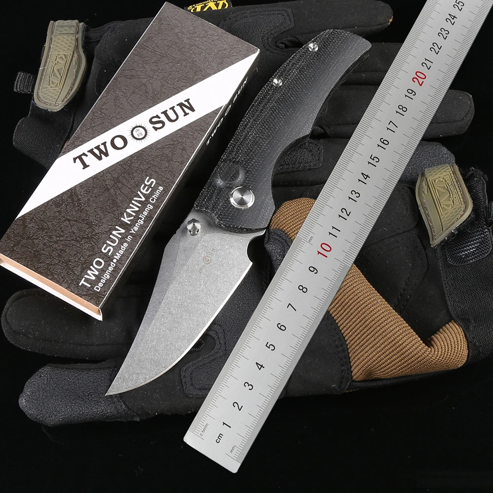 TWO-SUN-TS398-Folding-Knife-D2-Blade-Tactical-Micarta-Steel-Handle ...