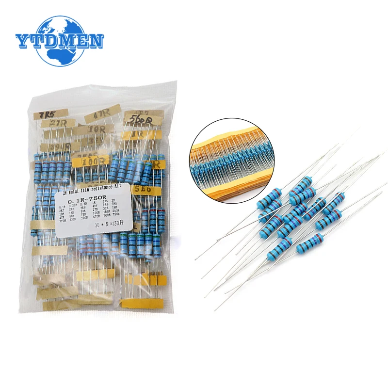 150-300PCS-1-2W-2W-Resistance-1-Metal-Film-Resistor-Assortment-Kit ...