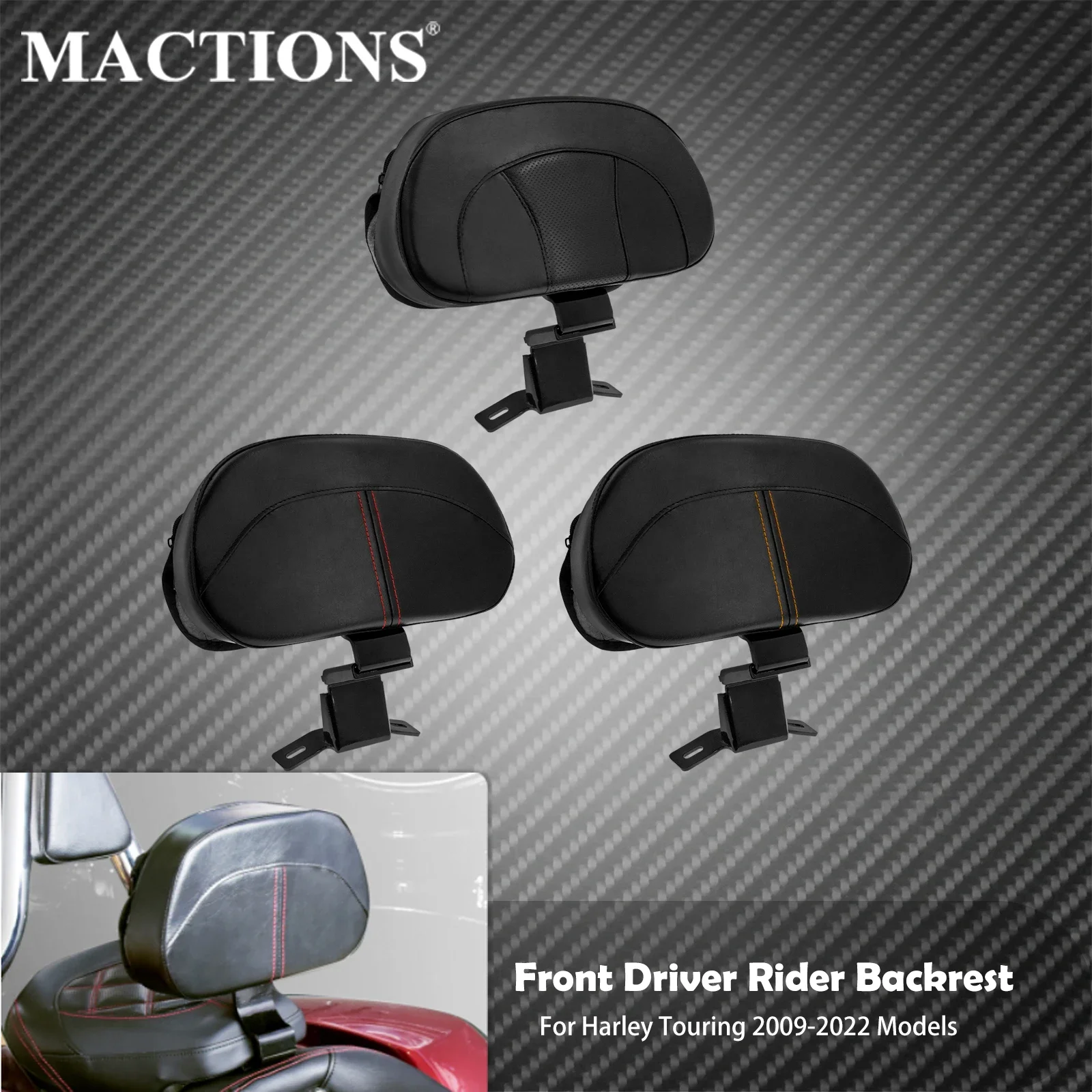 Motorcycle-Black-Front-Driver-Rider-Backrest-Mounting-Kit-For-Harley ...