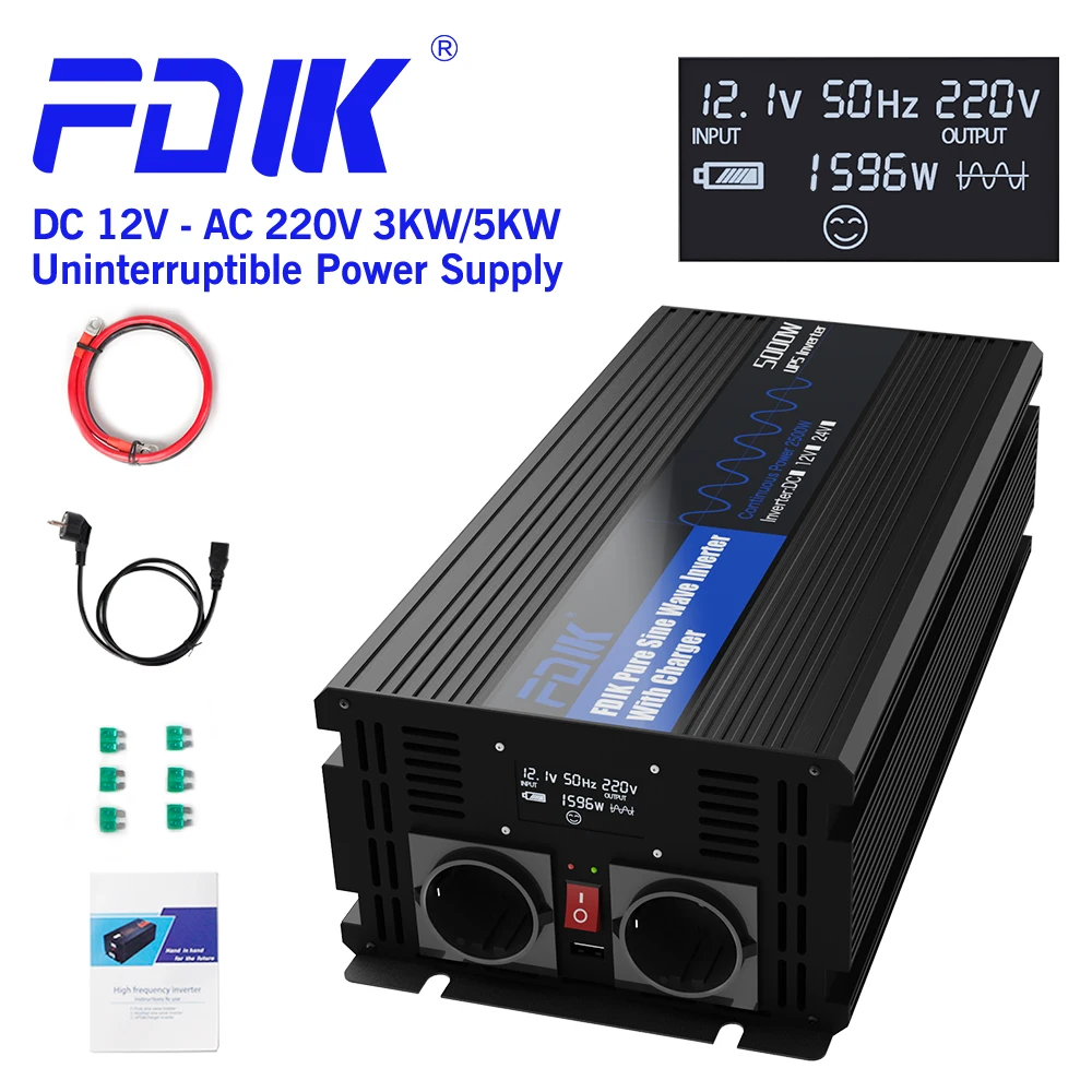 Fdik Pure Sine Wave Inverter 3000w 5000w Dc12v To Ac220v Solar Power ...
