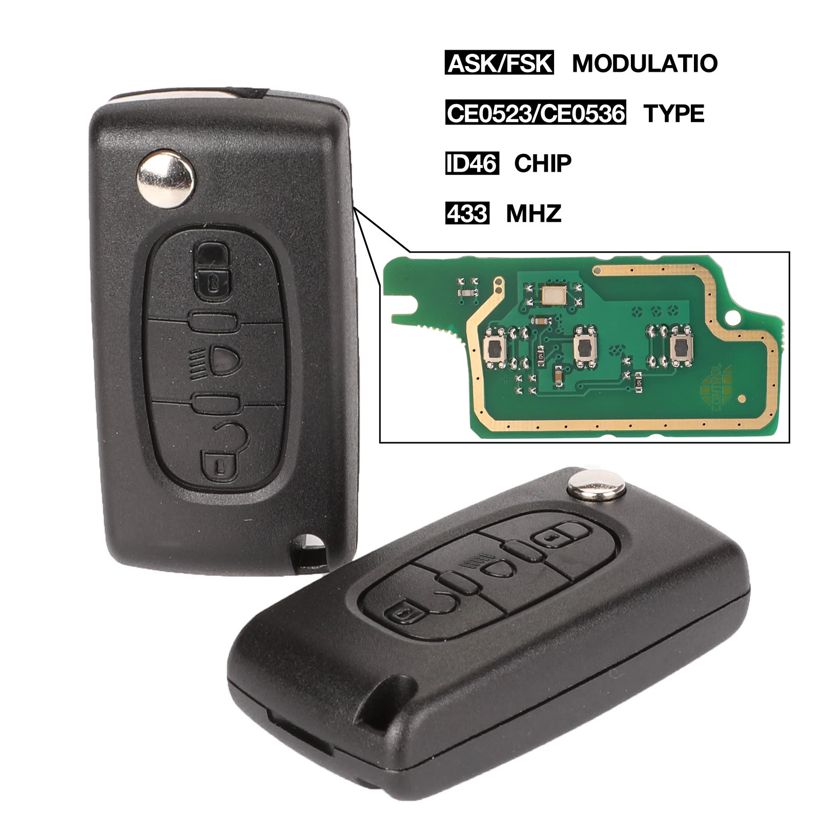 Kuterie Ce0523 Ce0536 Ask/fsk 433mhz Id46 Pour Peugeot 407 307 308 607 ...