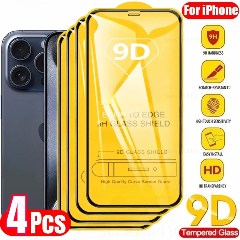 4PCS-9D-Screen-Protector-Tempered-Glass-for-IPhone-15-14-13-12-11-Pro ...